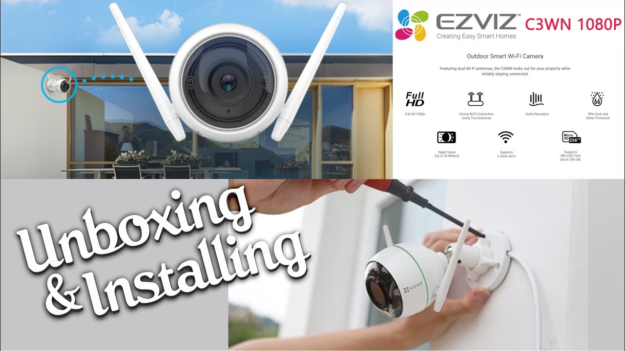 EZVIZ C3WN Outdoor Smart Wi-fi Camera Unboxing & Installation | wifi ...