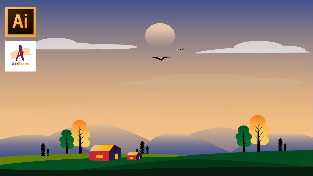 Vector Illustration Tutorial For Beginners Nature Artwork [ Adobe