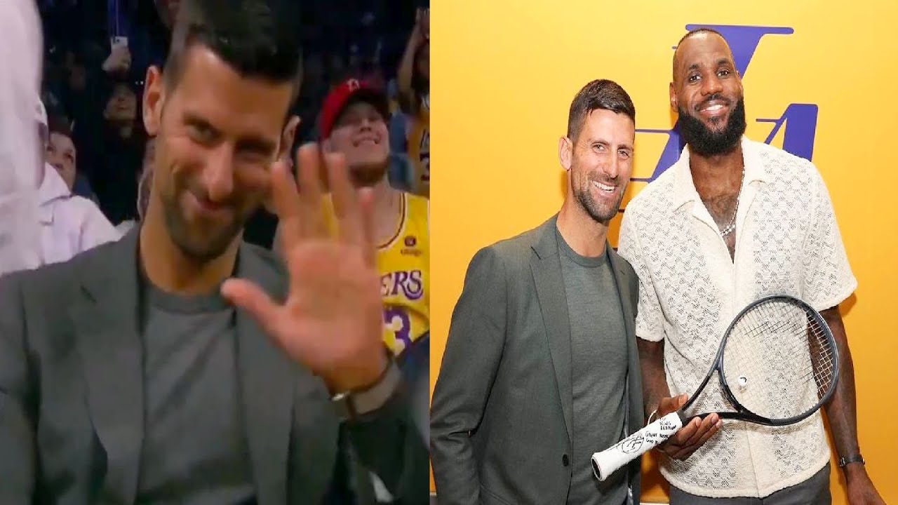 Novak Djokovic Greets the Fans and Meets with Lebron James - YouTube