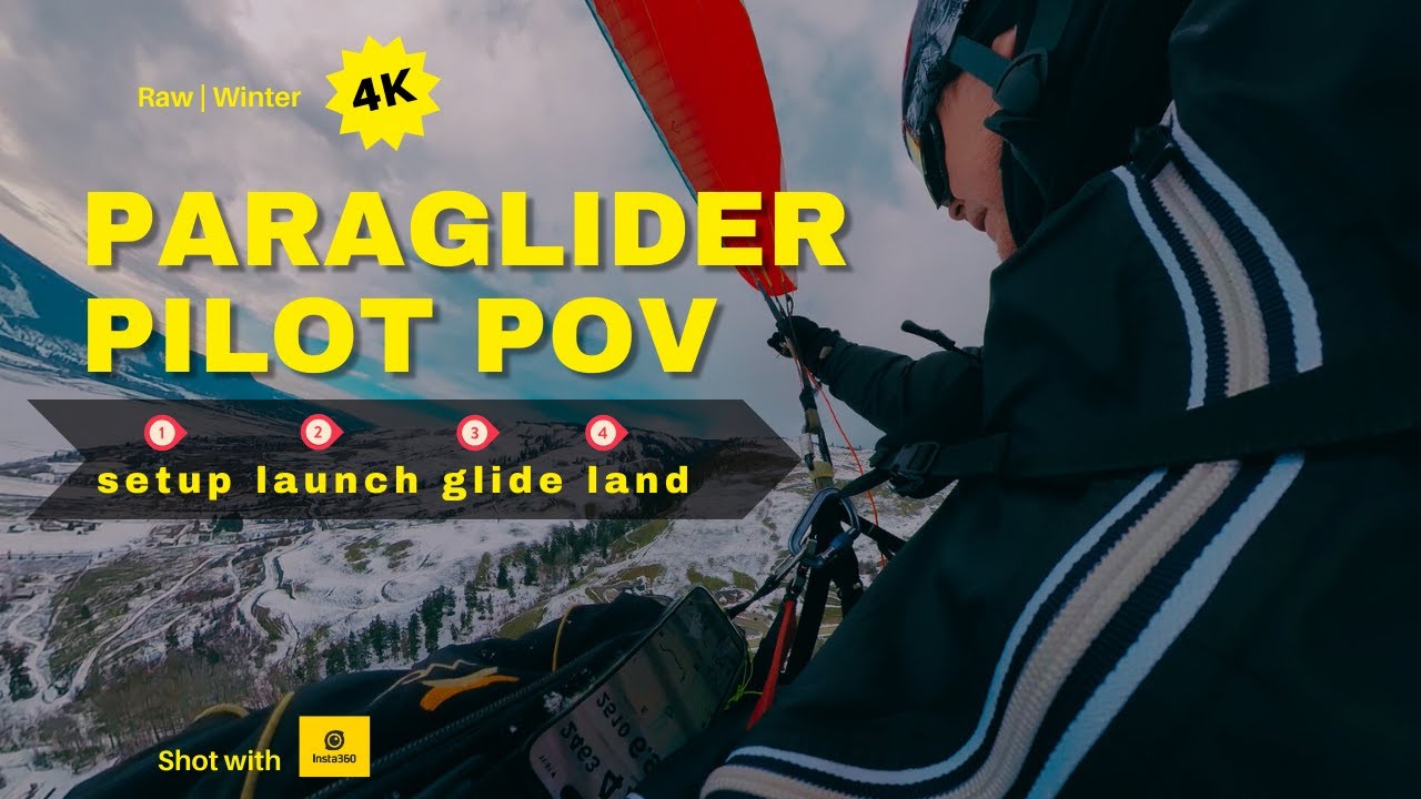 Paraglider pilot POV set up | foot launch | glide | approach | flare ...