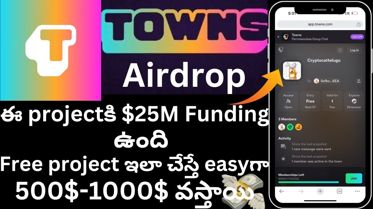 Towns Airdrop ||Join this towns project &get free 1000$ airdrop same as ...