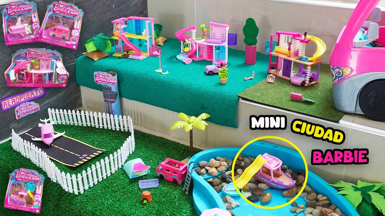 ABRO y HAGO una MINI CIUDAD de BARBIE en la ESCALERA - YouTube