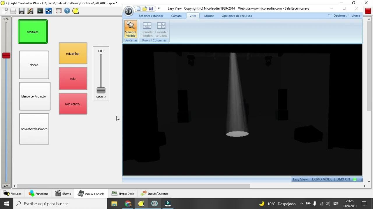 QLC+ Easy 3D View primeros trabajos - YouTube