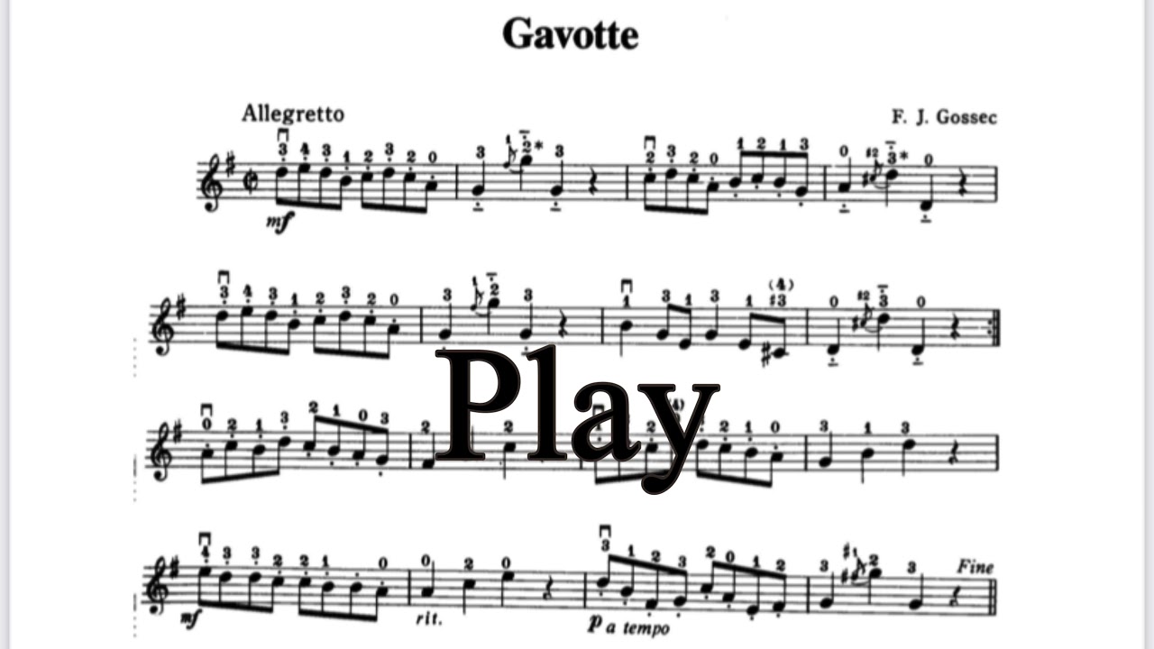 Suzuki Violin Book1 “Gavotte” by Gossec Piano Accompaniment - YouTube