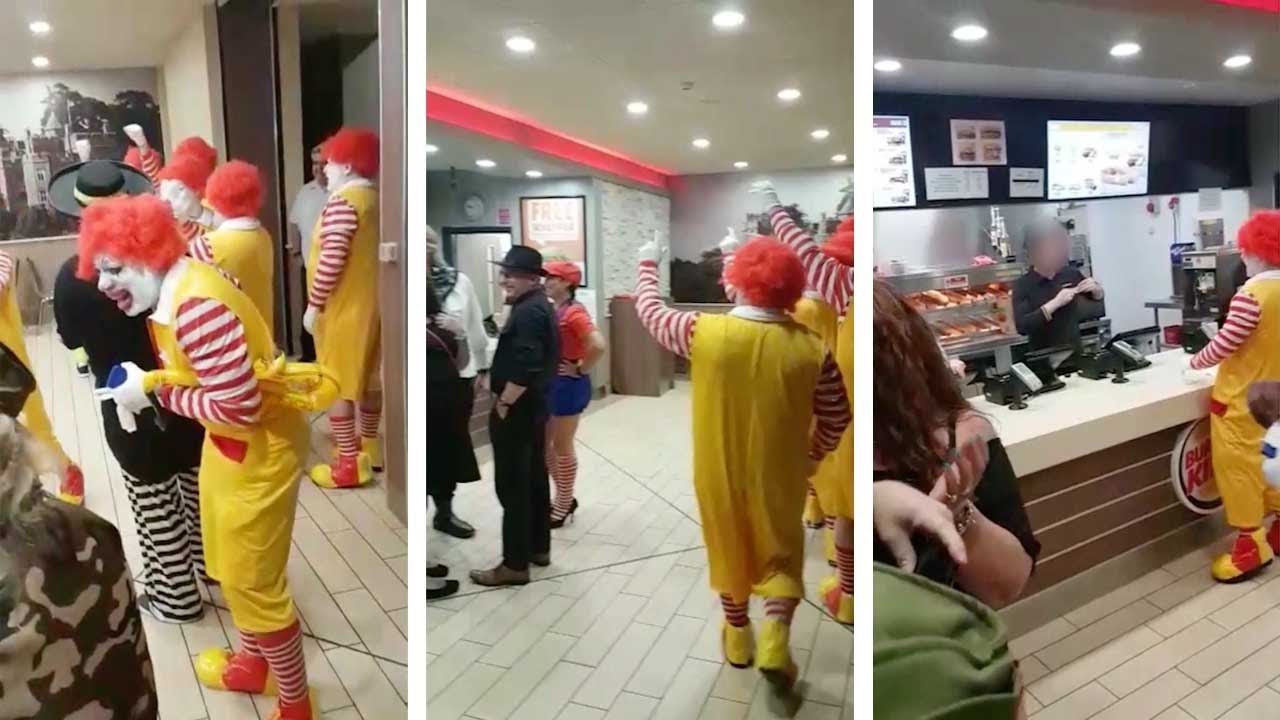 Ronald McDonald Clowns Storm Into Burger King - YouTube