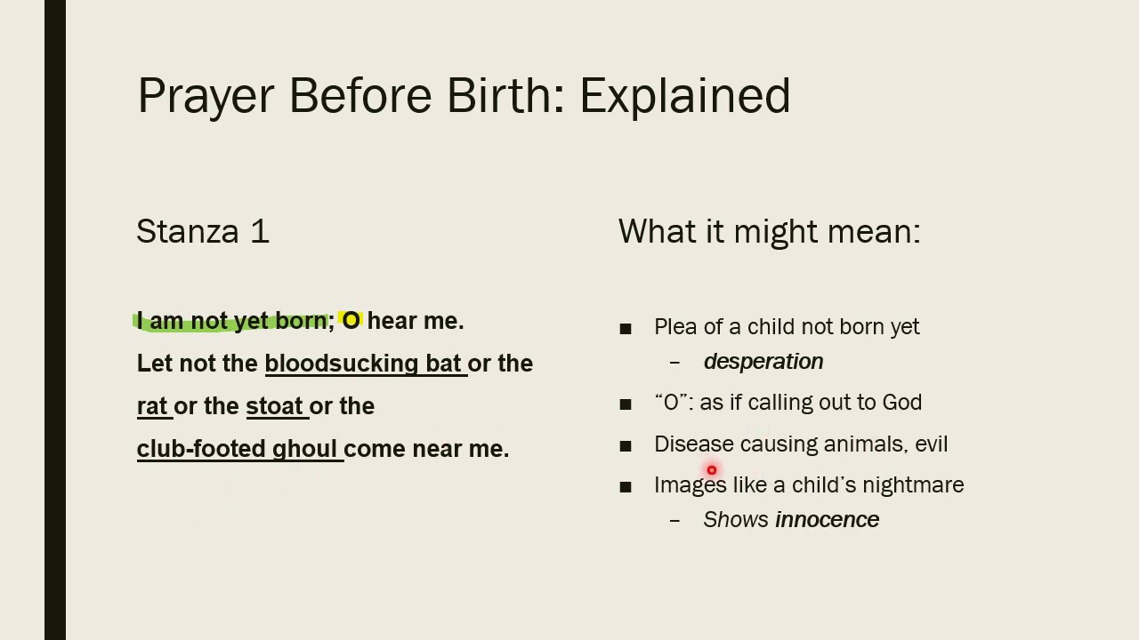 Prayer Before Birth Poem Summary - Infoupdate.org