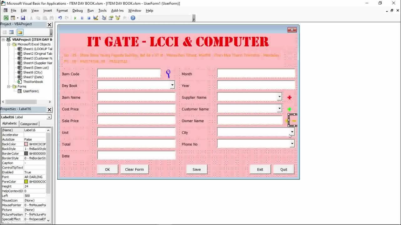Simple Data Entry Form creation in Excel using VBA Programming ( Part 18 ) - YouTube