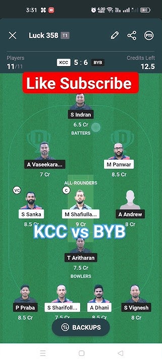 KCC vs BYB Dream 11|KCC vs BYB Dream 11 prediction|KCC vs BYB 8Th ECS Krefeld T10 - YouTube