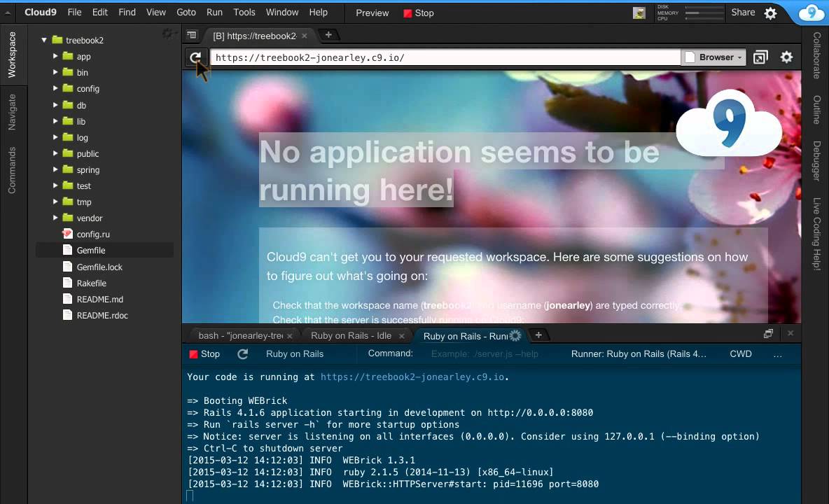 Learn to Build a Web Application: Cloud9 Run Project - YouTube
