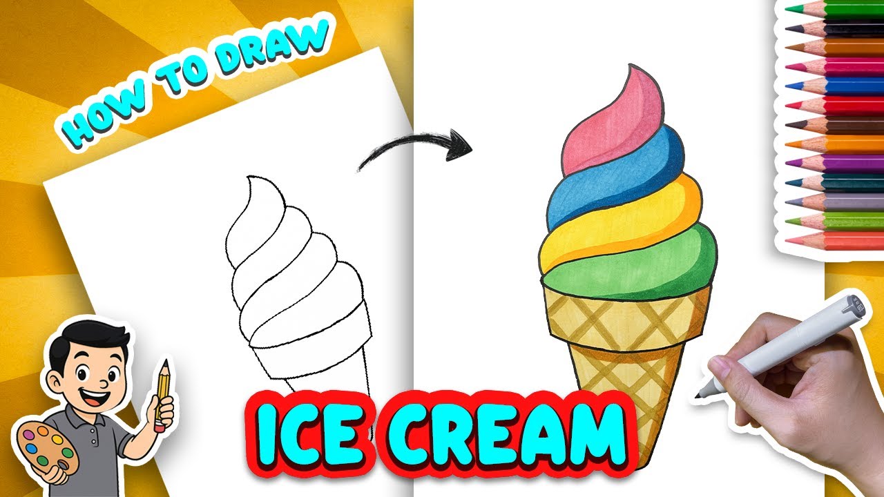 How to Draw an Ice Cream | Step by Step Tutorial - YouTube