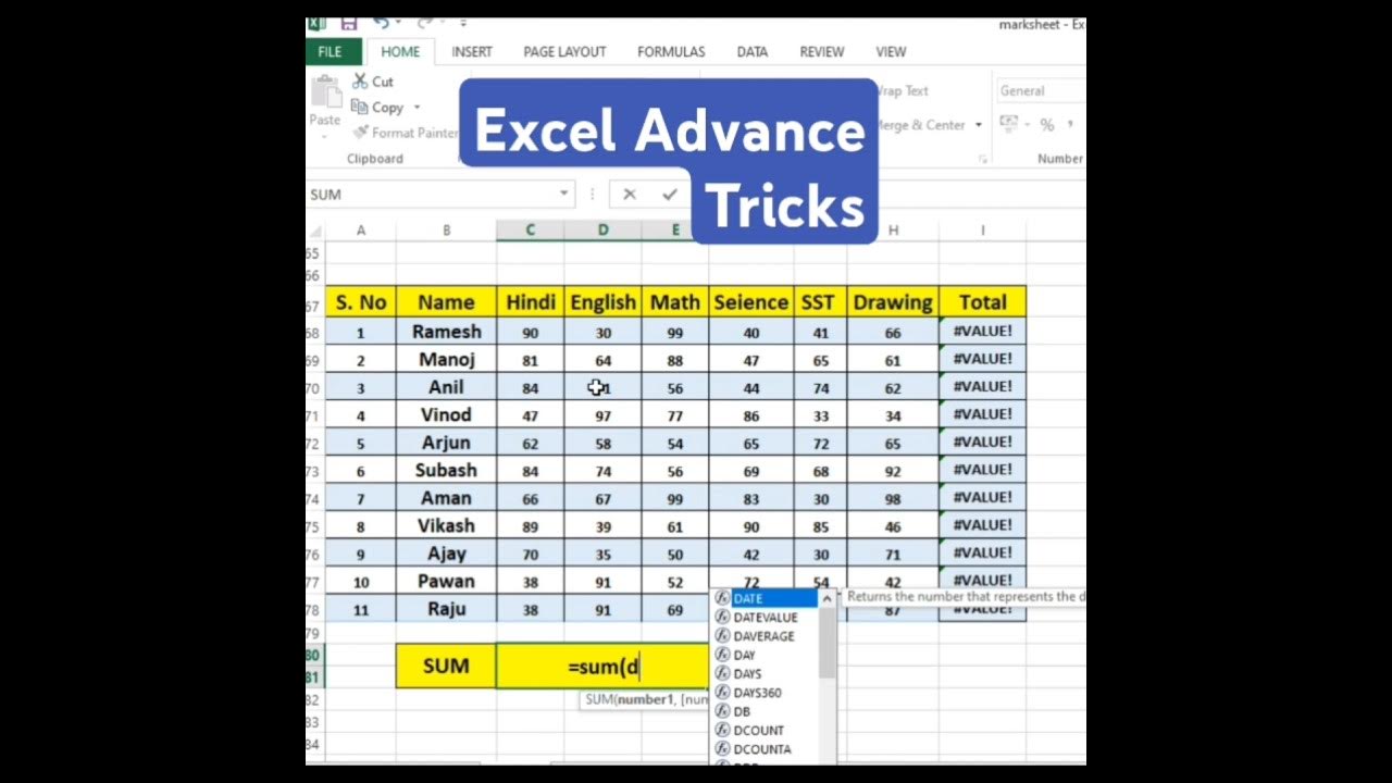 MS Excel Advance Tricky Video💪 #microsoftexcel #education #exceleducation - YouTube