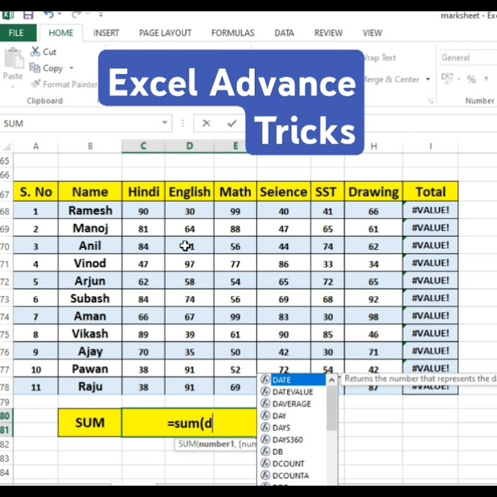 MS Excel Advance Tricky Video💪 #microsoftexcel #education #exceleducation - YouTube