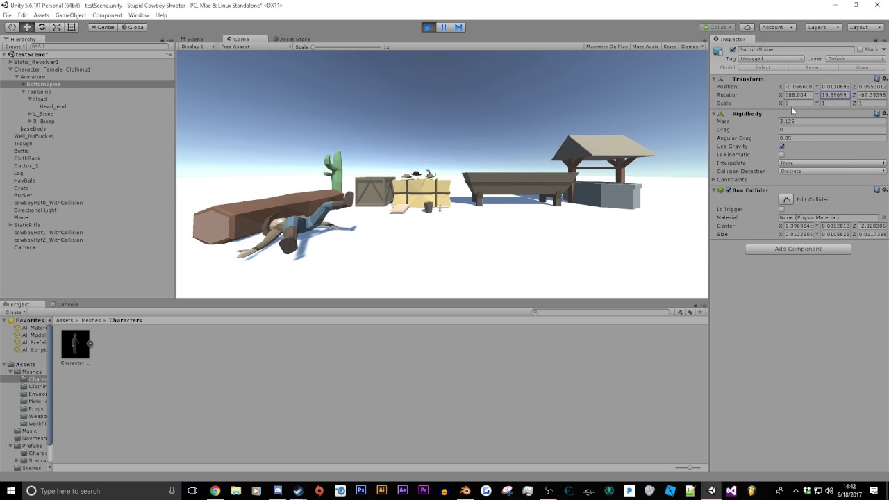 Unity ragdoll testing and demonstration - YouTube