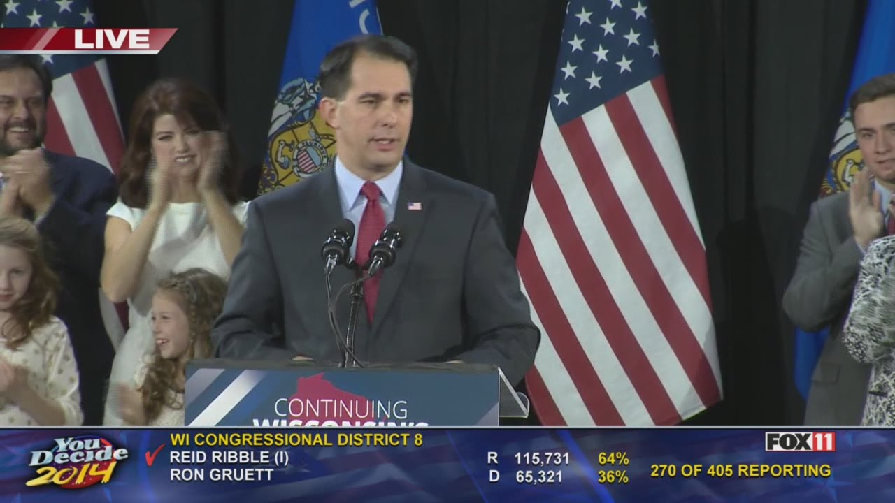 Gov. Scott Walker makes his victory speech - YouTube