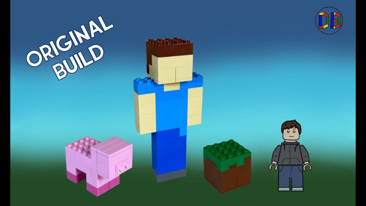 Lego Minecraft Steve, Pig, & Grass Block-Original - YouTube