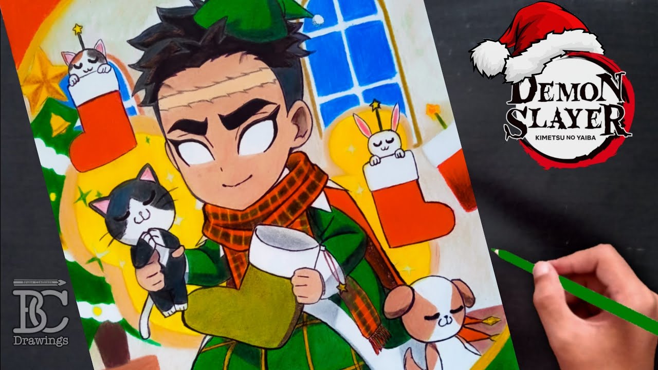 DRAWING Gyomei Natalino [Demon Slayer] Feliz Natal! - YouTube