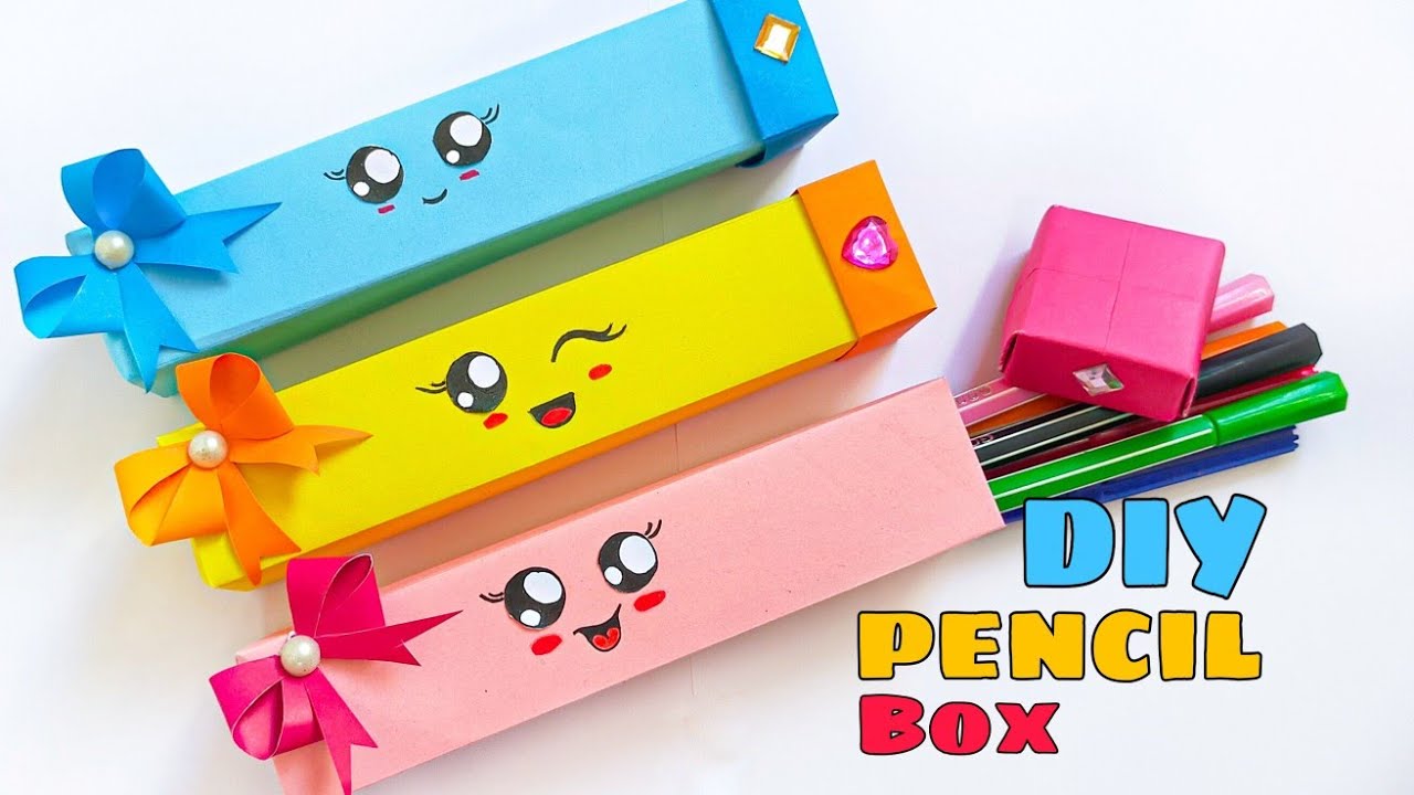 DIY paper pencil box idea/Easy origami box tutorial/Origami/crafts/How ...