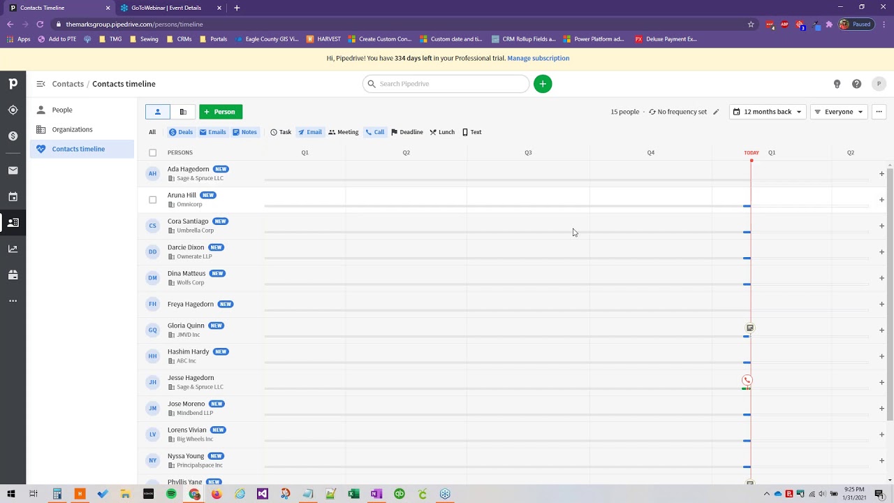 Pipedrive - Contacts Timeline - YouTube