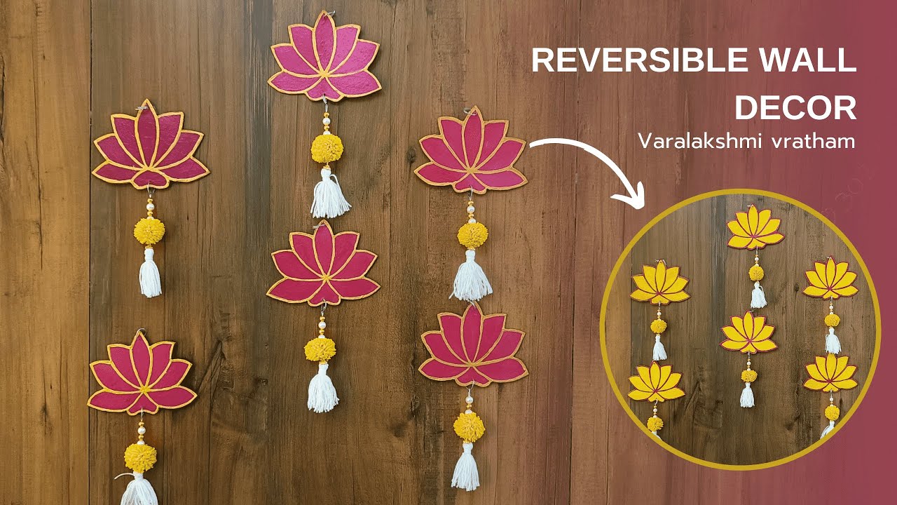 DIY lotus hanging decoration for Varamahalaxmi || Floral wall hangings ...