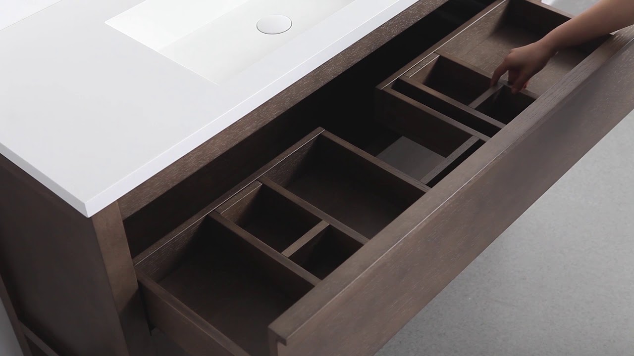 Lusso Langham Grey Oak Vanity Unit - YouTube