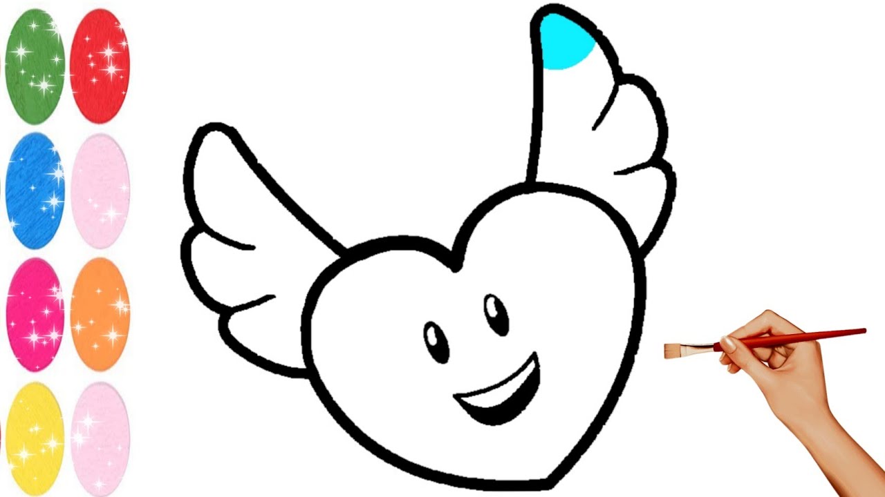 How To Draw a Cute Heart With Wings For Kids |Bolalar uchun qanotlari ...