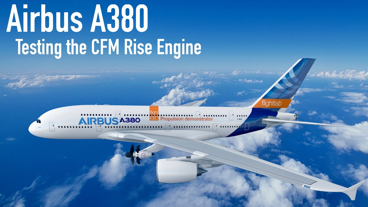Airbus A380: CFM Rise engine on Airbus A380 at Farnborough Airshow 2022 ...