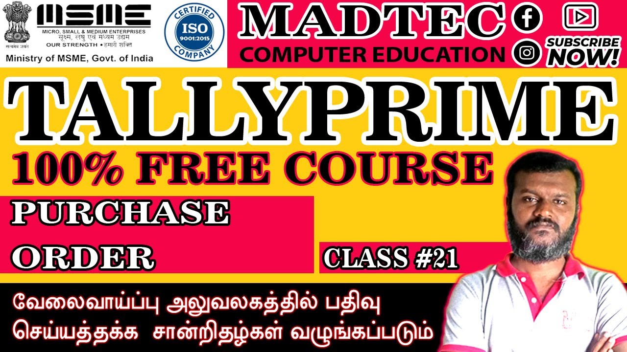#tallyprime Tamil Purchase order entries -21st class |தமிழில் tally ...