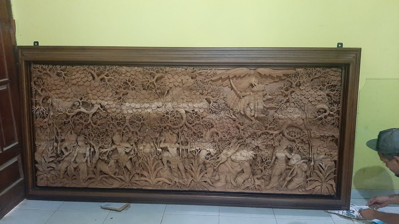 READY Figura Pajangan Full Relief Kayu Jati Tpk 25jt Ukuran 250cm x ...