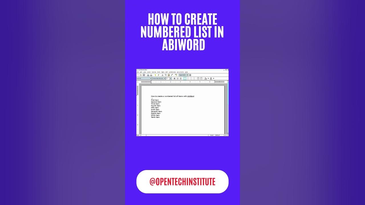 AbiWord: create numbered list #abiword #abiwordtutorial #shorts #shortsfeed#viralvideo - YouTube