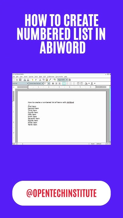 How to create numbered list in AbiWord word processor #abiword #abiwordtutorial #shorts - YouTube