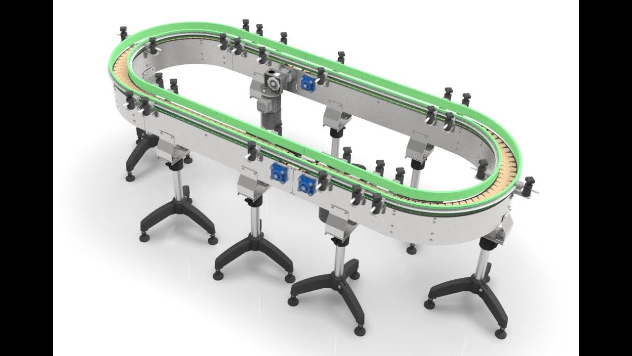 Three-dimensional model design of plate chain circular conveyor - YouTube