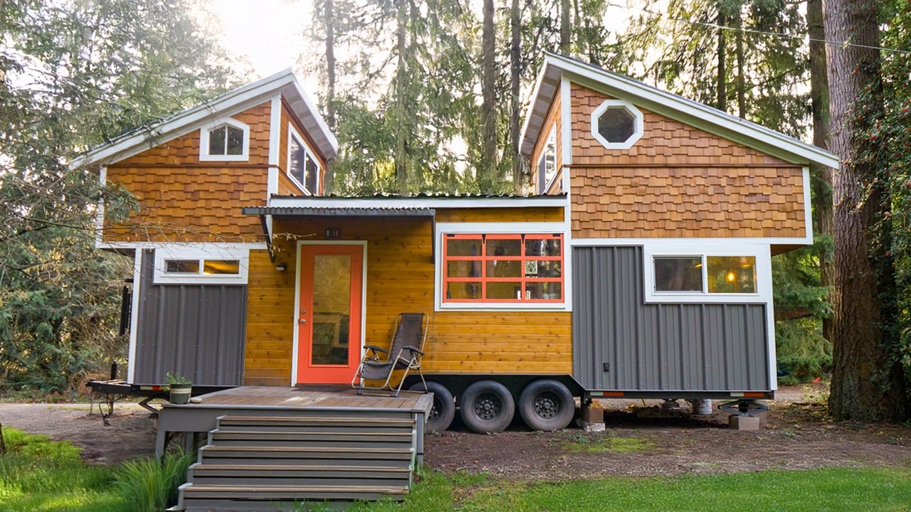Family’s Ex Large TINY HOUSE Has a MIND BLOWING Folding Roof! - YouTube