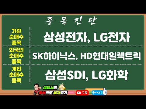 종목진단2] 6/2 기관 순매수 종목 : 삼성전자, LG전자 / 외국인 순매수 종목 : SK하이닉스, HD현대일렉트릭 / 개인 순매수 종목 : 삼성SDI, LG화학 ...