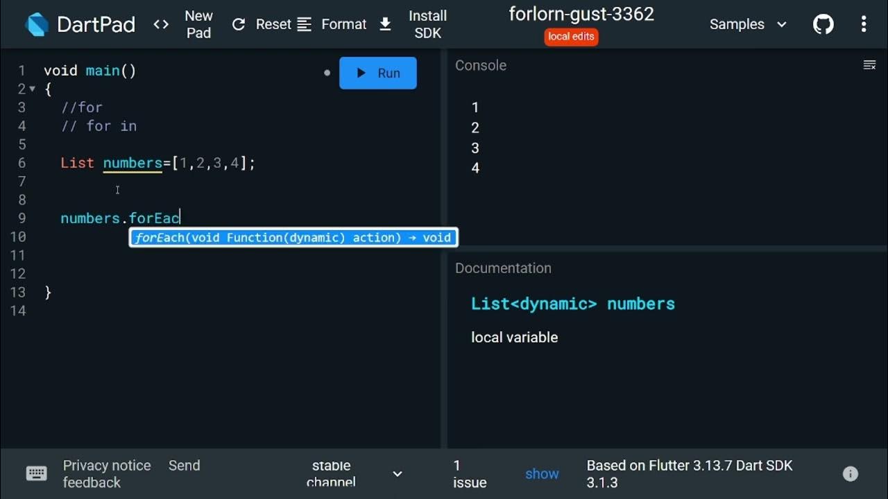 Looping Statement in dart - YouTube