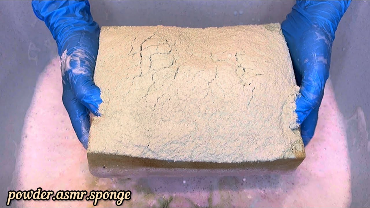Fabric softener, soft scrub and yellow powder 💕🤍Squeezing sponges asmr ...