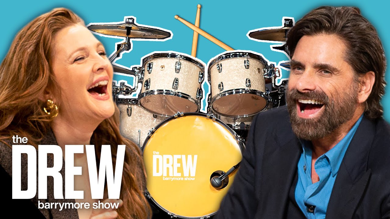 John Stamos Teaches Drew Barrymore How to Play the Drums | The Drew Barrymore Show - YouTube