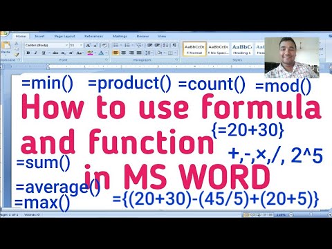 How to use formula and function in ms word and do mathematical ...