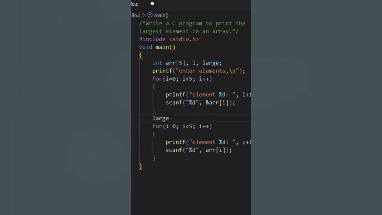 Write A C Program To Find The Largest Element In An Array Programming Coding 