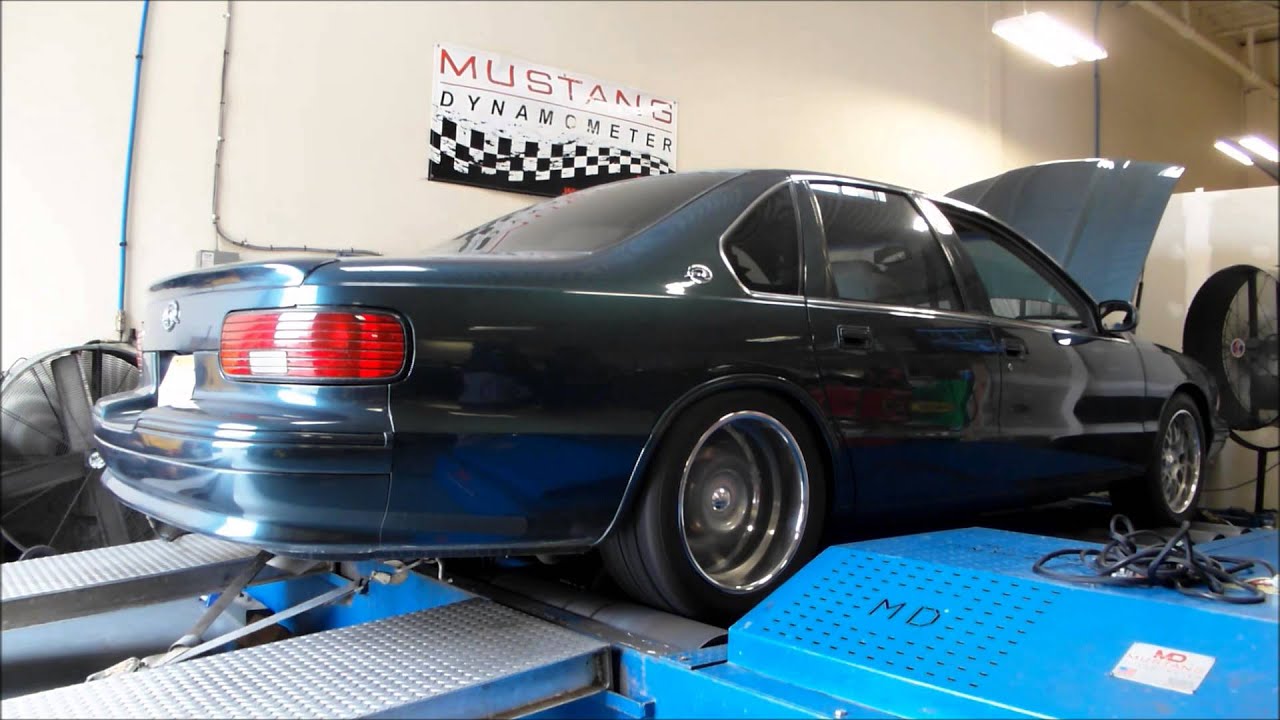 Supercharged LS3 swapped Impala SS. 501 RWHP Mustang dyno. - YouTube