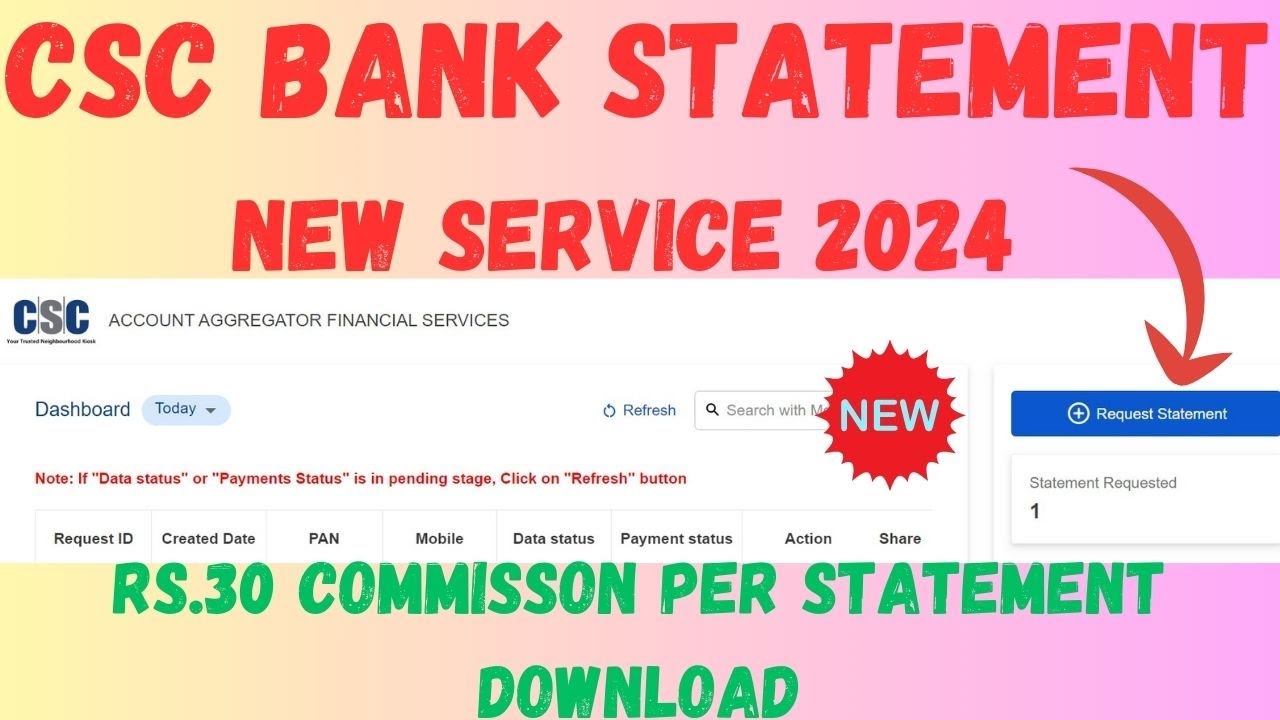 CSC BANK STATEMENT DOWNLOAD NEW SERVICE 2024 | CSC NEW SERVICE #csc # ...