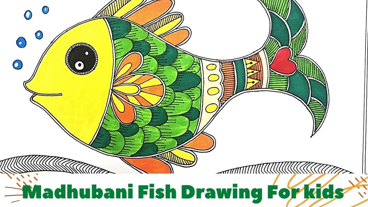 Madhubani Fish / Madhubani Painting for Beginners / how to draw ...