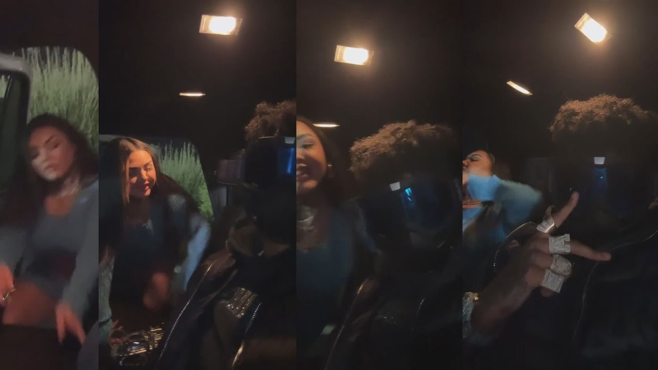 Jaidyn Alexis Crawls Into BlueFace’s Car While He Wears Mask - YouTube