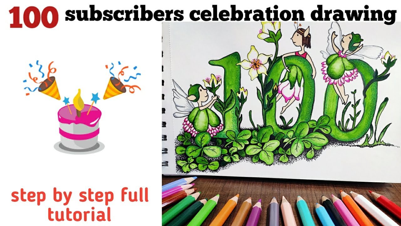 happy 100 subscribers celebration#art #trending #viral #happy #drawing ...