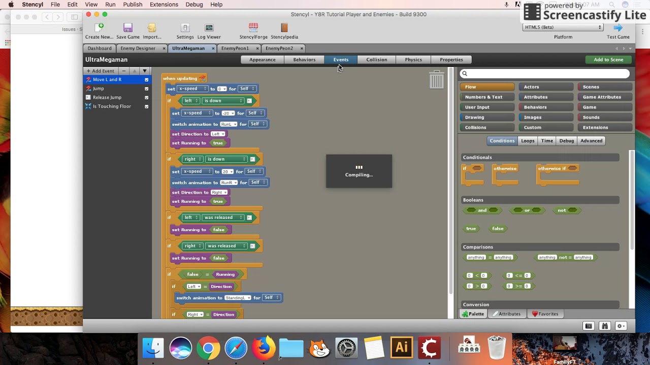 Stencyl - Enemy Designer - Lesson 2 - Killing player on touching enemy ...