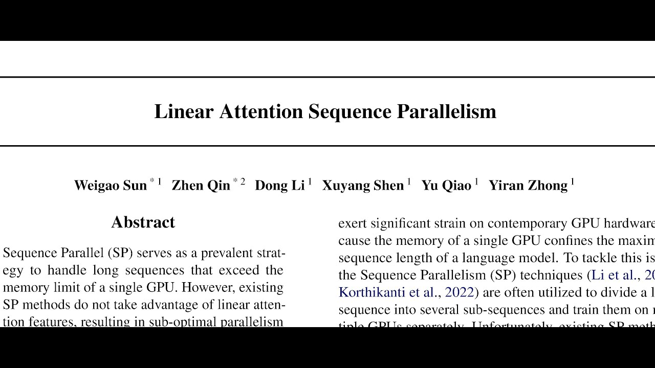 Qa Linear Attention Sequence Parallelism Youtube