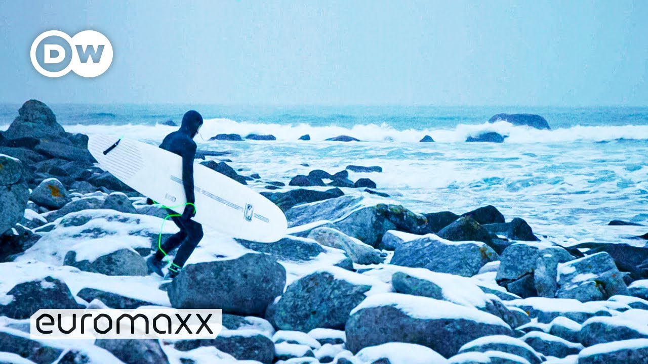 Arctic Surfing In The Freezing Waters Of The Lofoten Islands In Norway ...