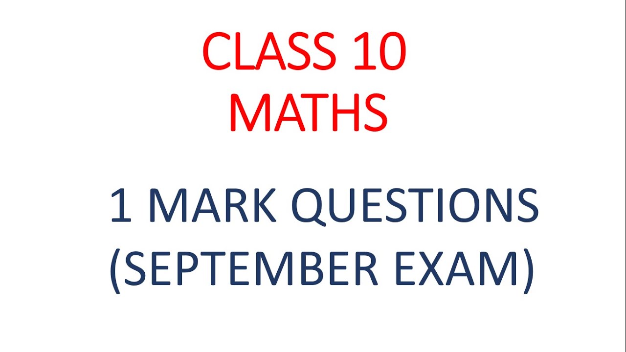 PSEB class 10th MATHS (1 Mark Questions) Sep Exam - YouTube