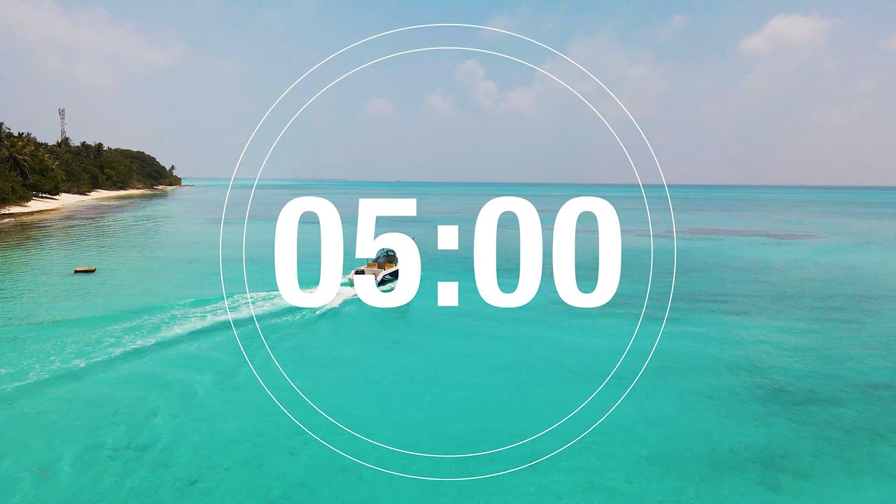 5 Minute Countdown Timer with Relaxing Lounge Music I Calming Ocean Drone Footage 4K - YouTube