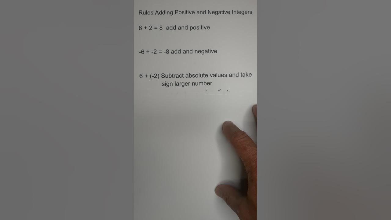 Rules for adding positive and negative numbers - YouTube