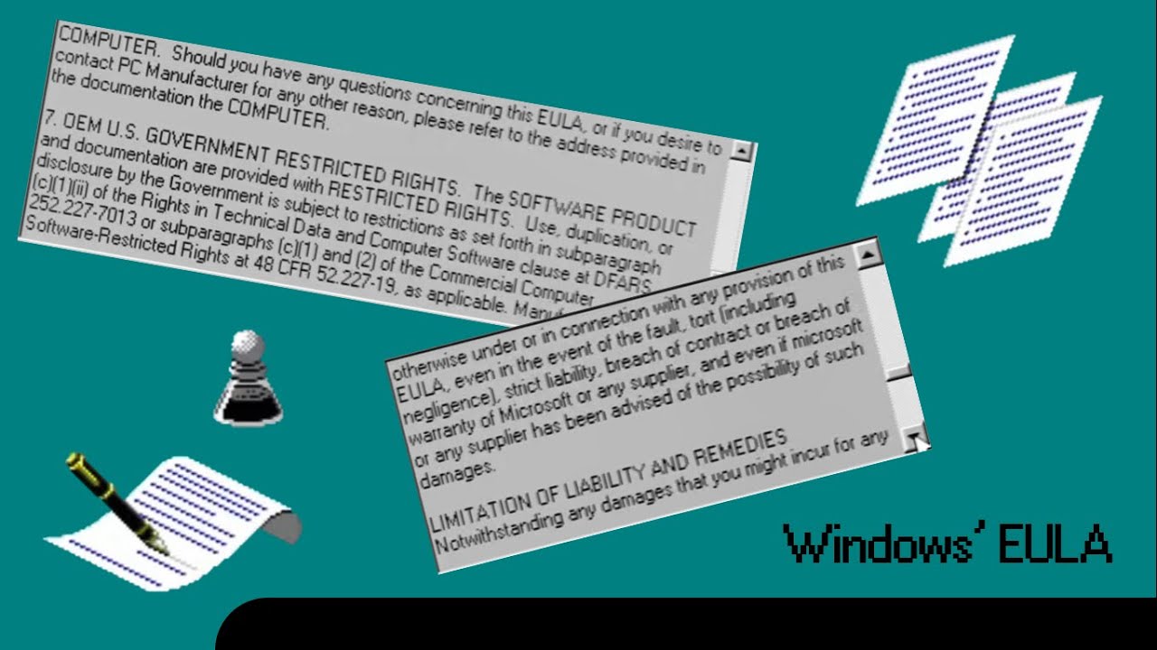 Reading Windows 95 & 98's EULA?? - YouTube